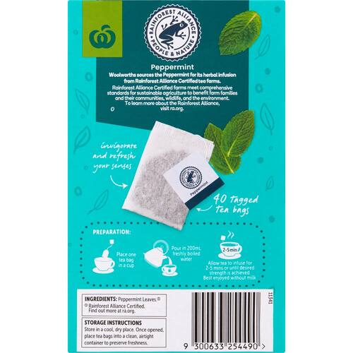 Woolworths Peppermint Tea 40 Pack | bunch