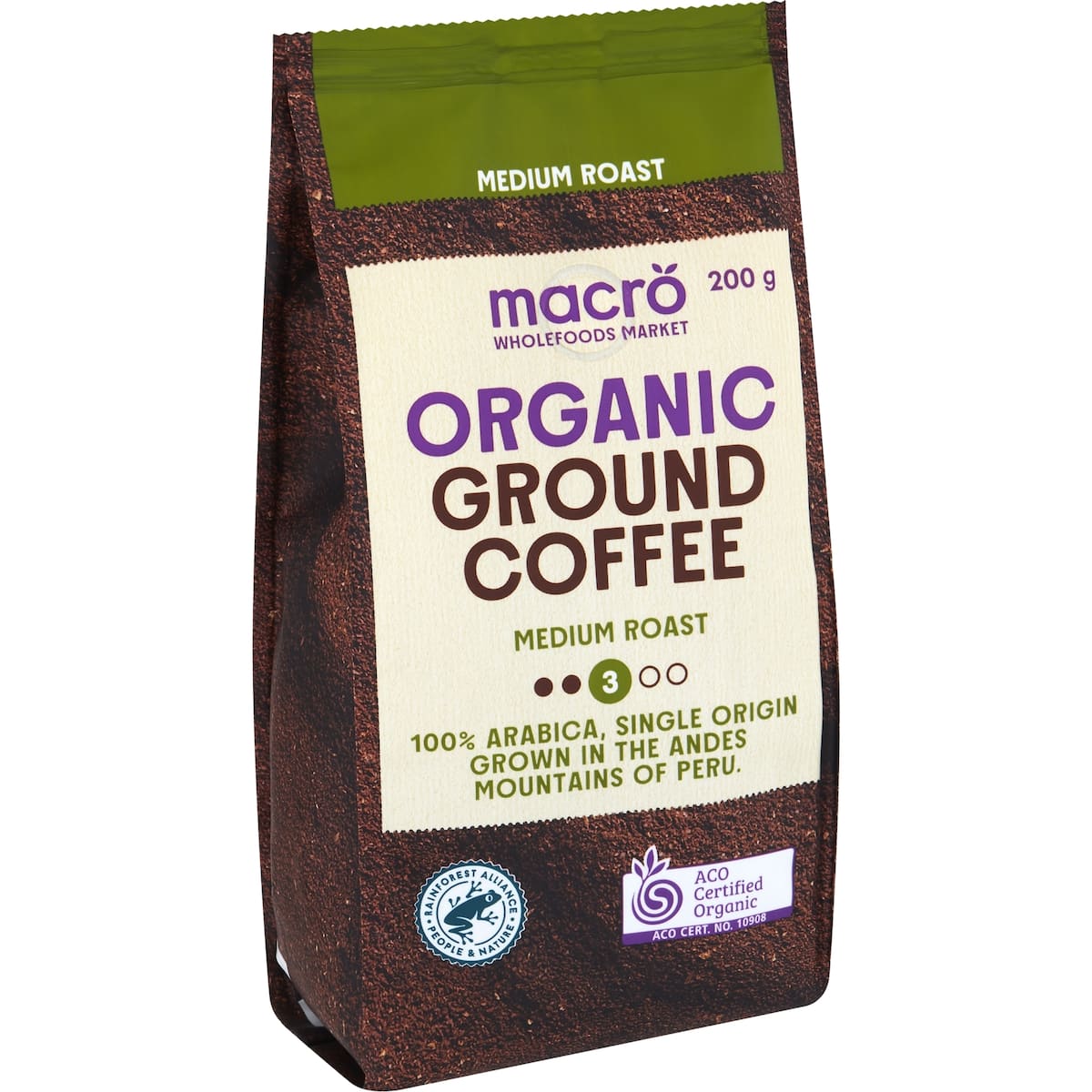 Macro Organic Fairtrade Ground Coffee Medium 200g | bunch