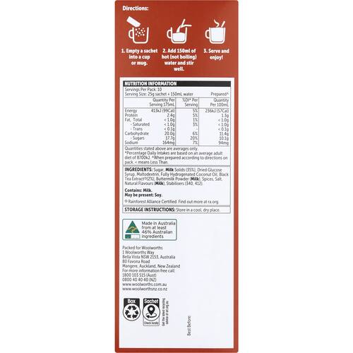 Woolworths Chai Latte Sachets 10 Pack | bunch