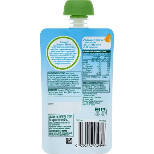 Woolworths Smiling Tums 6 Months+ Chicken and Vegetables 120g | bunch