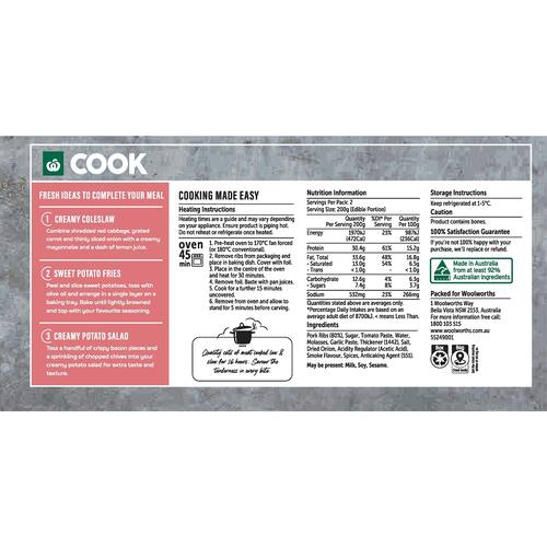 Woolworths Cook Slow Cooked Pork Ribs In Smokey Bbq Sauce 650g | bunch