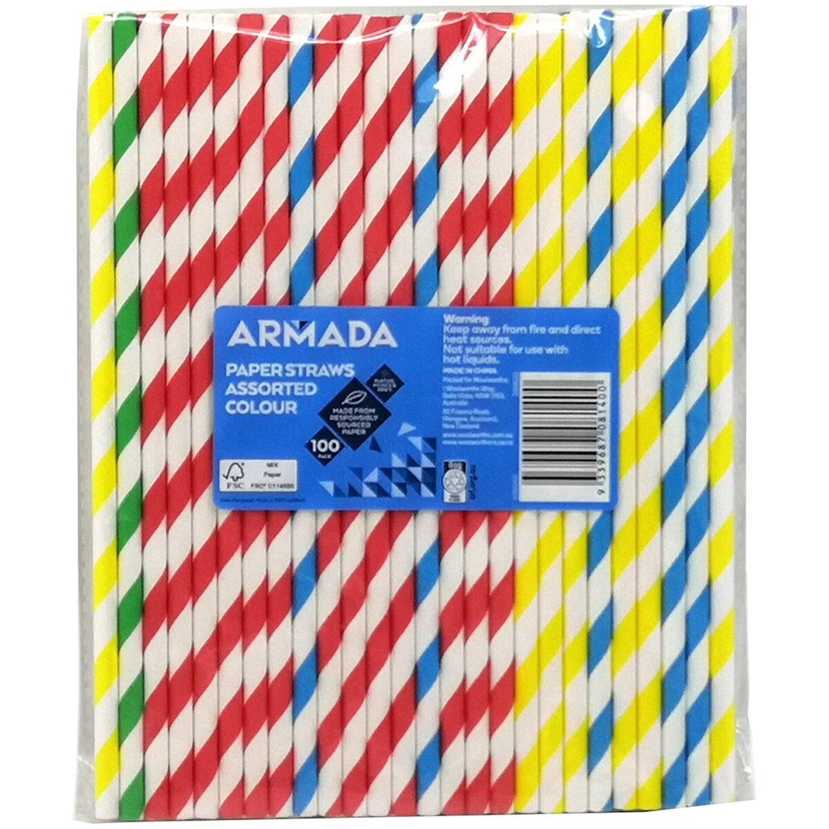 Armada Paper Straws Striped 100 Pack | bunch