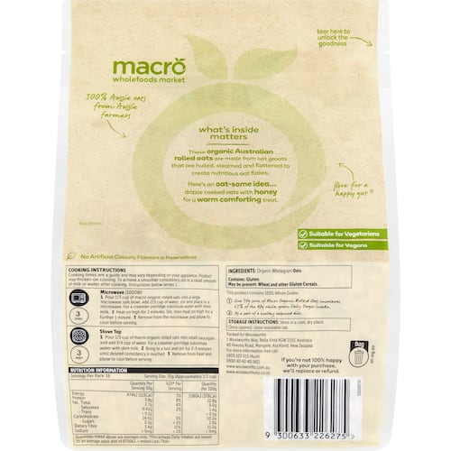 Macro Organic Oats Rolled 500g | bunch