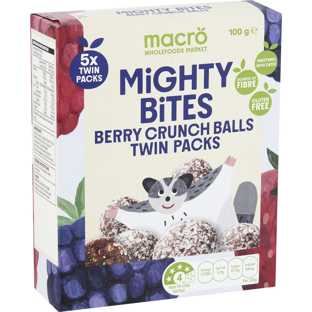 Macro Mighty Bites Berry Crunch Balls 5 Twin Packs 100g | bunch