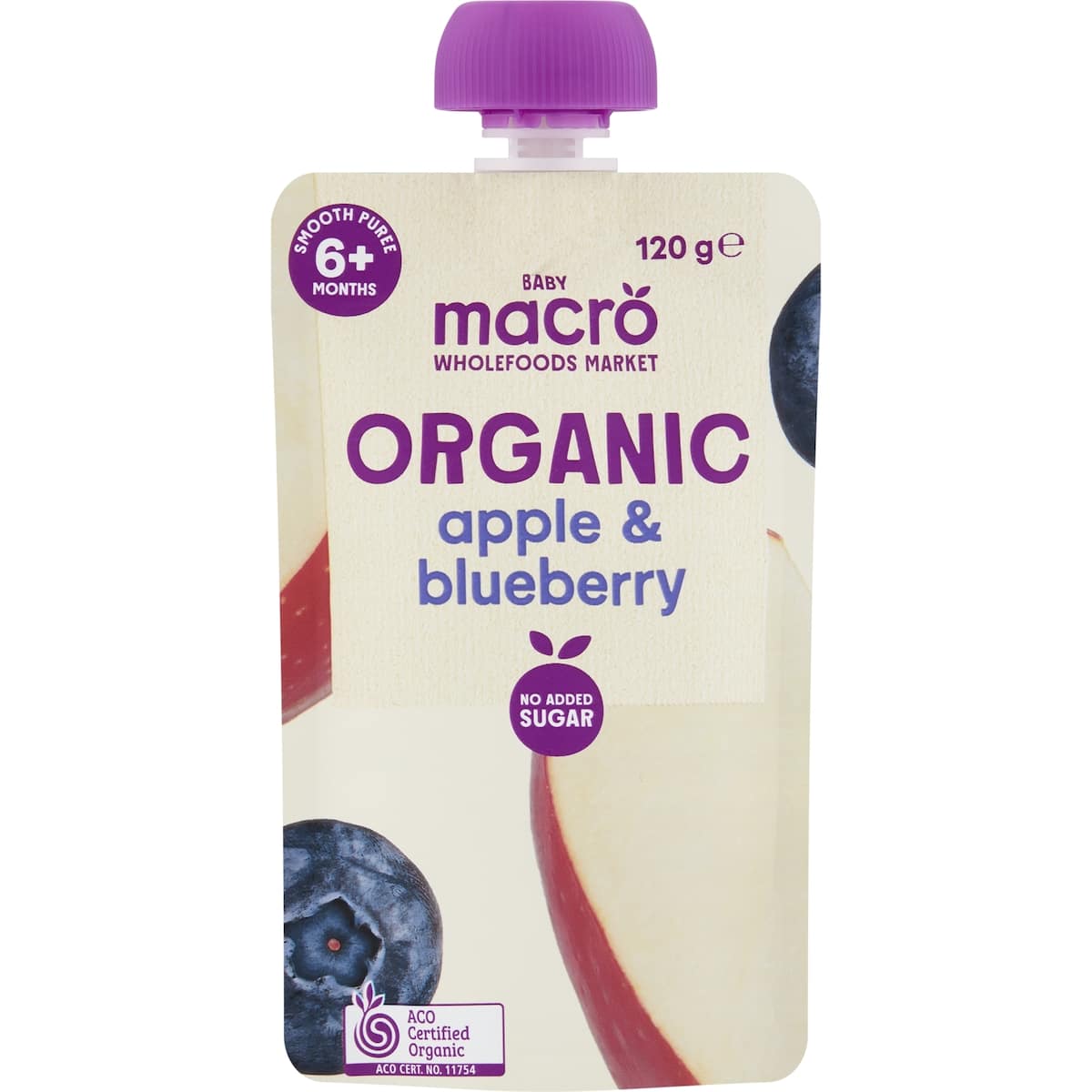 Macro Organic Baby Food Apple & Blueberry 6m 120g | bunch