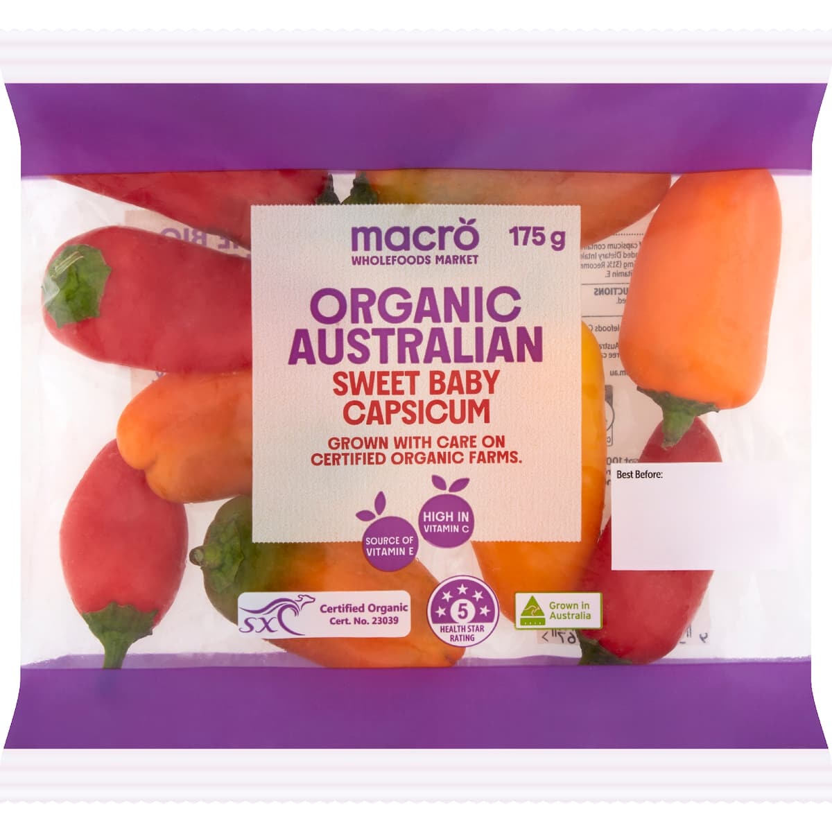 Macro Organic Mini Capsicum `175g | bunch