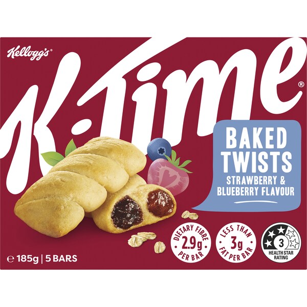 Kellogg's K-time Baked Twists Strawberry & Blueberry Flavour Snack Bars ...