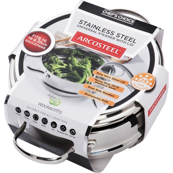 Arcosteel Cookware Universal Steamer 20cm Each | Woolworths