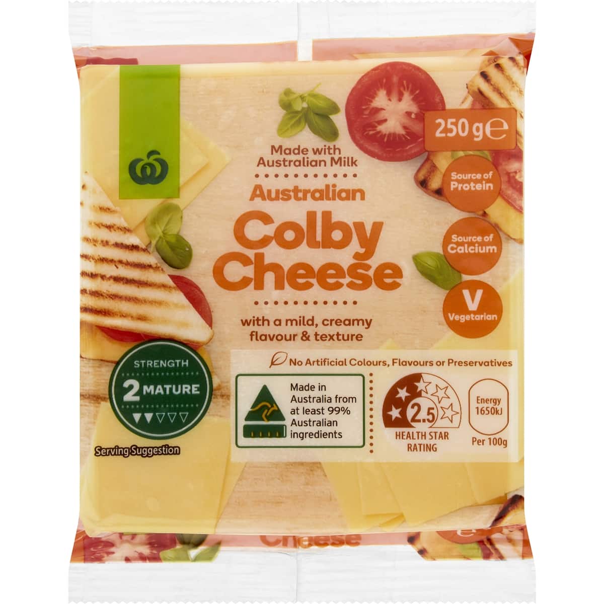 Woolworths Colby Cheese Block 250g | bunch