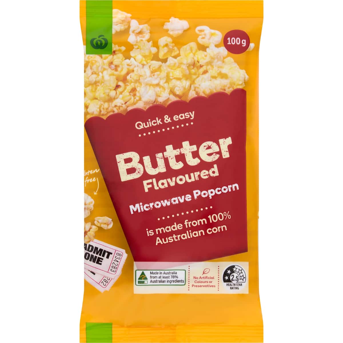 Woolworths Microwave Popcorn Butter Flavoured 100g | bunch