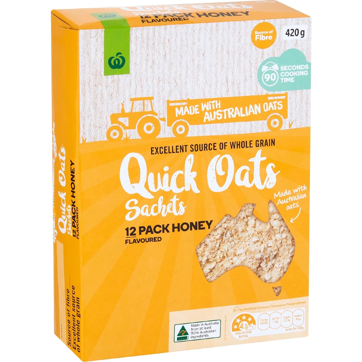 Woolworths Honey Quick Oats Sachets 12 Pack | bunch