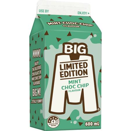 Get Big M Flavoured Milk Mint Choc Chip 600mL delivered to your ...