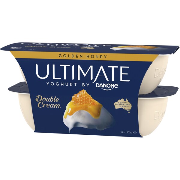 Ultimate Danone Double Cream Yoghurt Honey 115g X 4 Pack | Woolworths