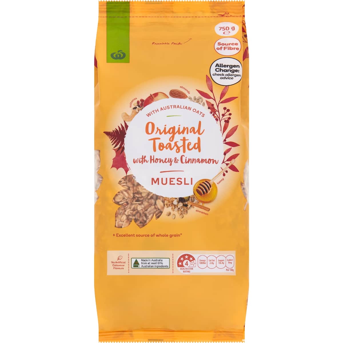 Woolworths Toasted Honey and Cinnamon Muesli 750g | bunch