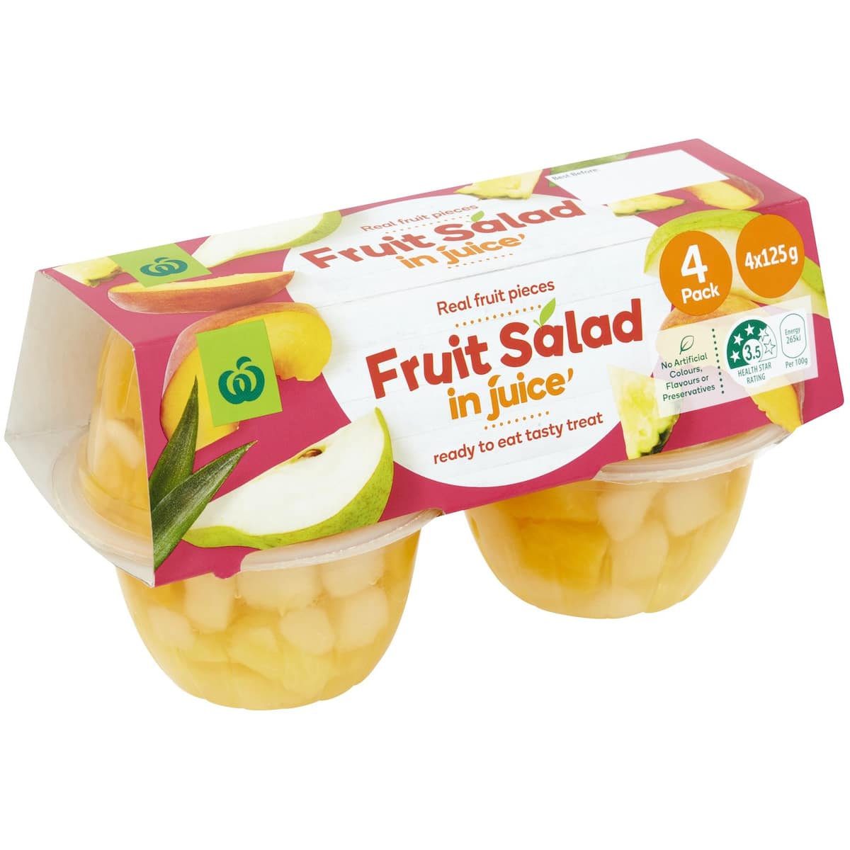 Woolworths Fruit Salad In Juice Cups 4 Pack | bunch