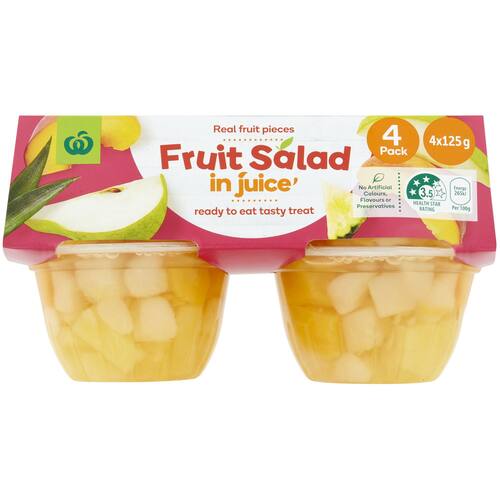 Woolworths Fruit Salad In Juice Cups 4 Pack | bunch