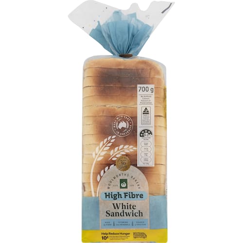 Woolworths White Hi-Fibre Sandwich Bread 700g ( Only TAS ) | bunch