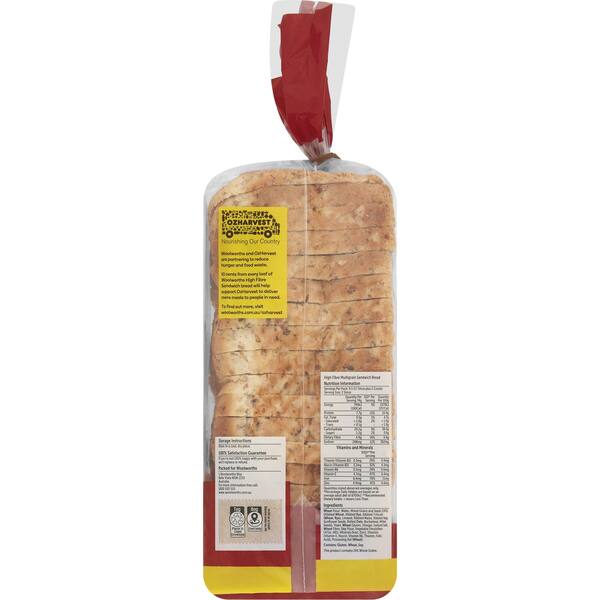 Woolworths Multigrain Hi-Fibre Sandwich Bread 700g (TAS Only) | bunch
