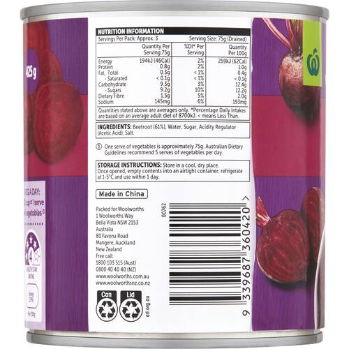 Woolworths Beetroot Sliced 425g | bunch