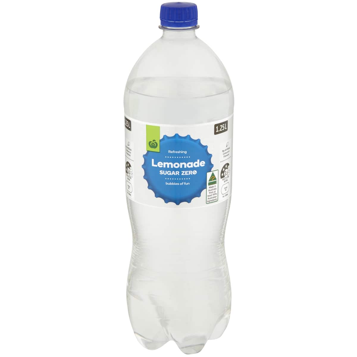 Woolworths Lemonade Zero Sugar Bottle- 1.25l | bunch