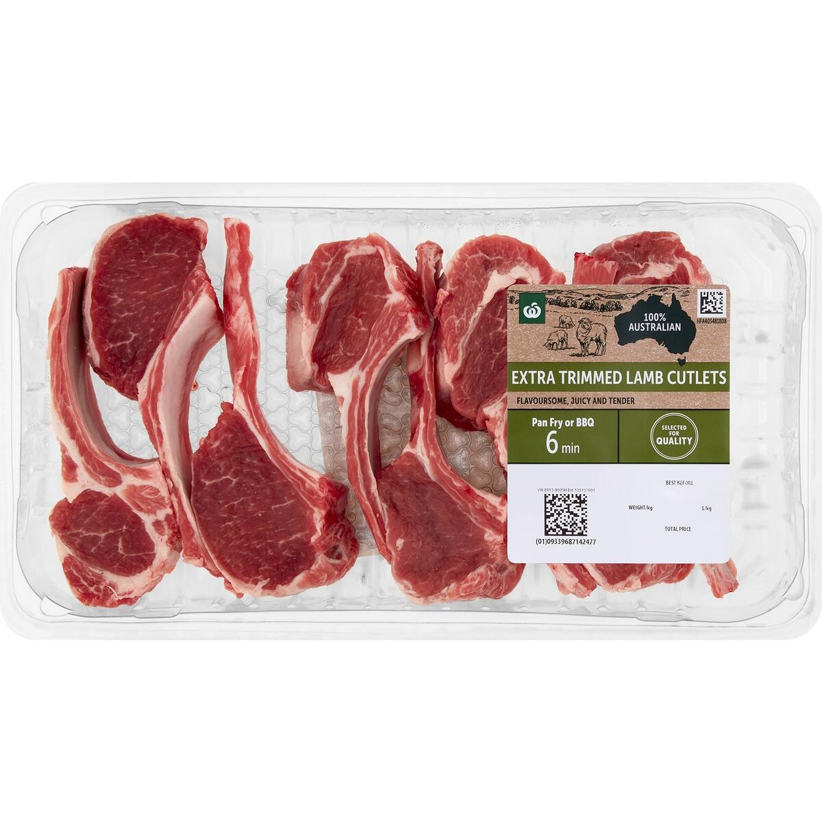 Woolworths Lamb Extra Trim Cutlets 8-9 Pieces 250g - 600g | bunch