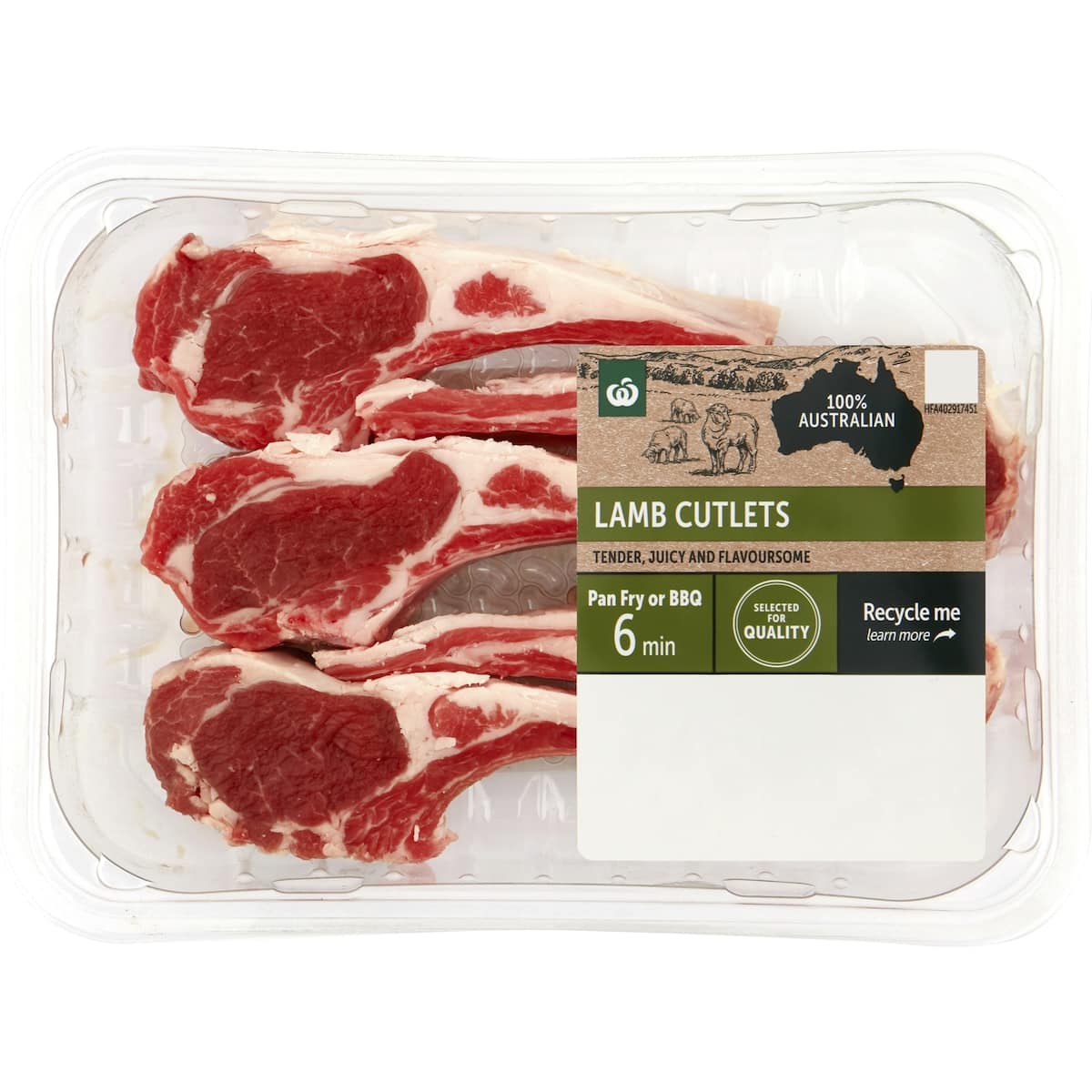 Woolworths Lamb Cutlets 4 - 7 Pieces 250g - 600g | bunch