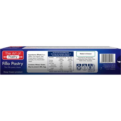 Art Of Pastry Frozen Fillo Pastry Sheets 375g | bunch