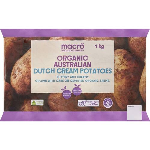 Macro Dutch Cream Organic Potato 1kg Punnet | bunch