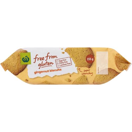 Woolworths Free From Gluten Gingernut Biscuit 155g | bunch