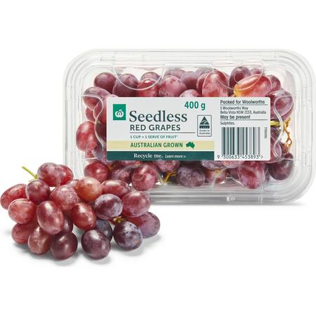 Get Woolworths Red Grapes 400g delivered to your doorsteps in minutes | AU