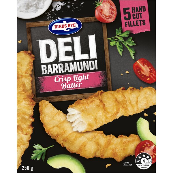 Birds Eye Deli Barramundi Fillets Light Batter 250g | Woolworths