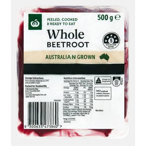 Woolworths Whole Fresh Beetroot 500g Punnet | bunch