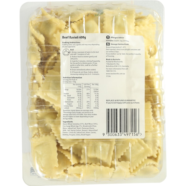 Woolworths Select Beef Ravioli Beef 600g | Woolworths