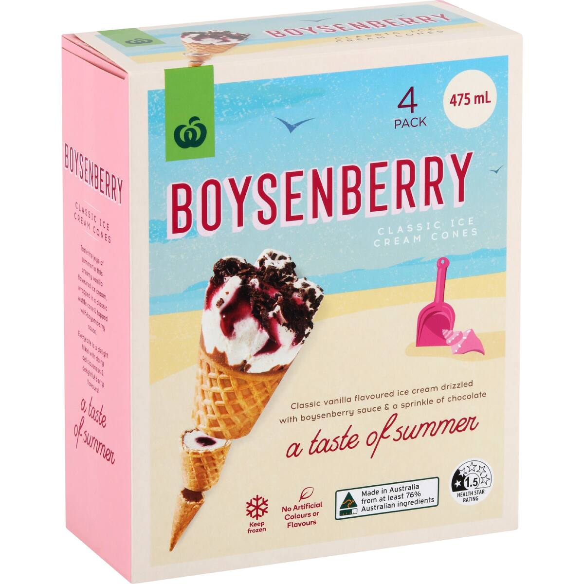 Woolworths Ice Cream Cones Boysenberry 475ml | bunch