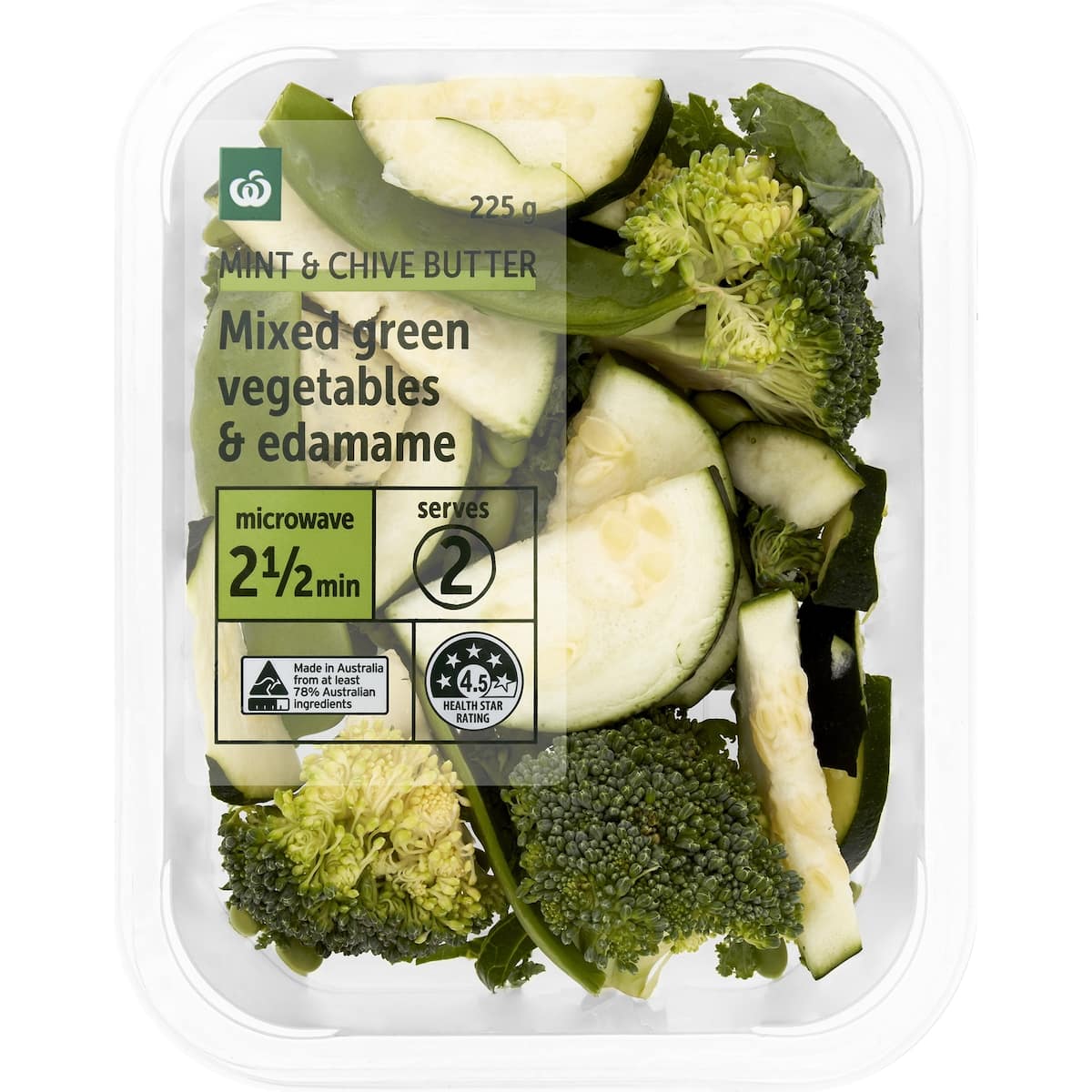 Woolworths Cook Mixed Green Vegetables and Edamame 225g | bunch