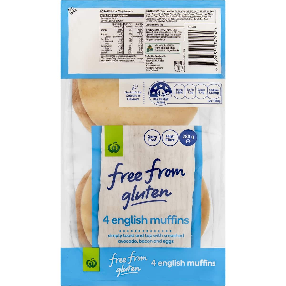Woolworths Free From Gluten Eng Muffins 4 Pack | bunch