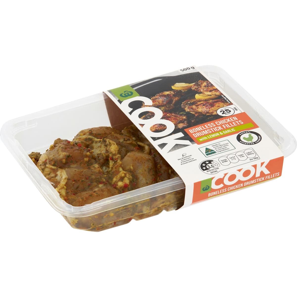 Woolworths Cook Boneless Chicken Fillets Drumstick Lemon & Garlic 500g ...