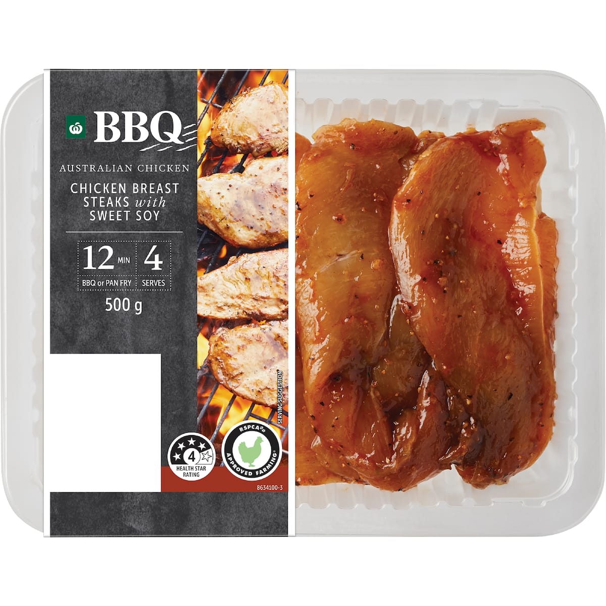 Woolworths BBQ Chicken Breast Steaks Sweet Soy 500g | bunch