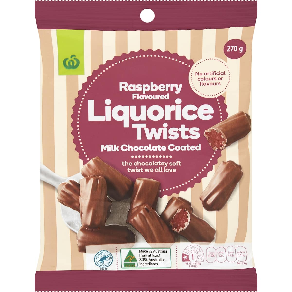 Woolworths Raspberry Flavoured Liquorice Twists 270g | bunch