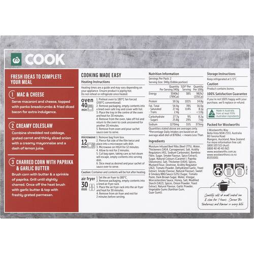 Woolworths COOK Beef Ribs In Sweet & Smoky BBQ Sauce 850g | bunch