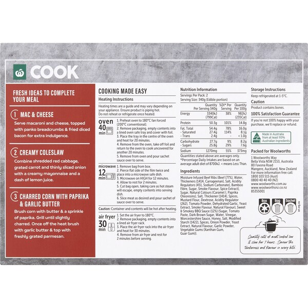 Woolworths Cook Beef Ribs In Sweet & Smoky Bbq Sauce 850g | Woolworths