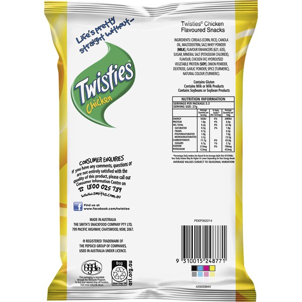 Twisties Chicken Snacks 90g | Woolworths