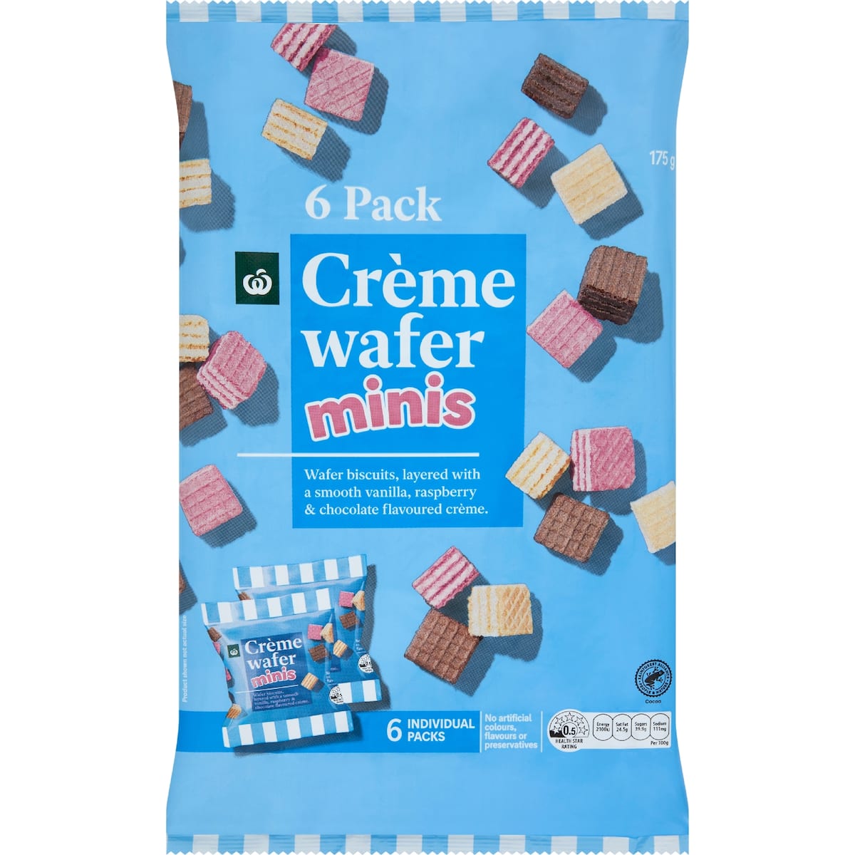 Woolworths Creme Wafer Mini Biscuits 6 pack | bunch