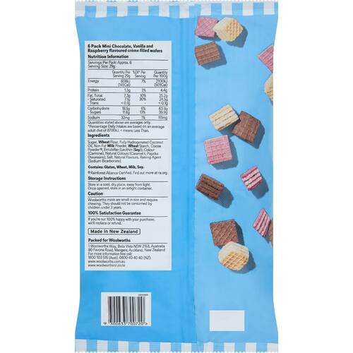 Woolworths Creme Wafer Mini Biscuits 6 pack | bunch