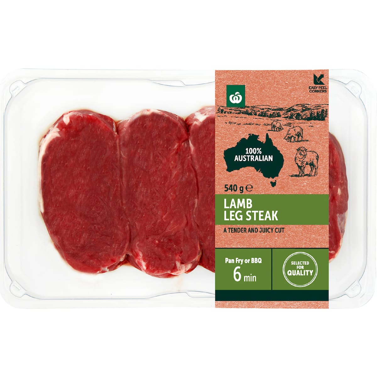 Woolworths Lamb Leg Steak 540g | bunch