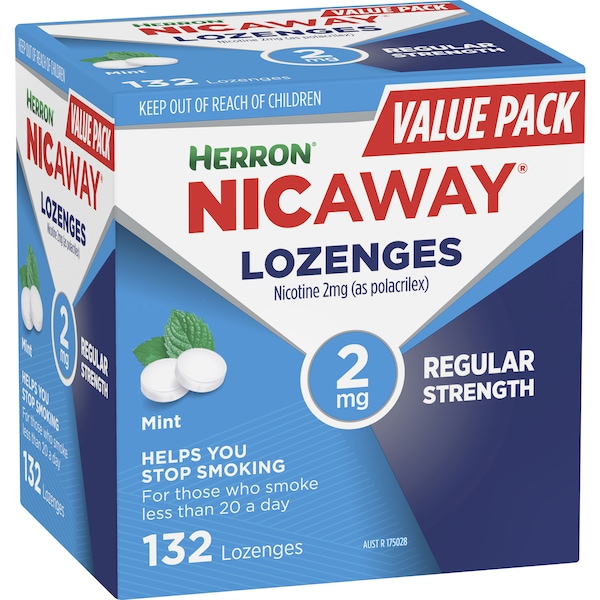 Nicaway Nicotine Lozenges 2mg Regular Strength Mint 132 pack | Woolworths