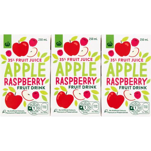 Woolworths Apple Raspberry 35% Fruit Juice 250ml x6 Pack | bunch