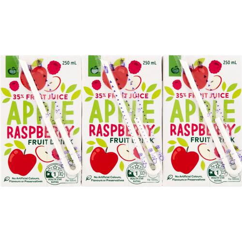 Woolworths Apple Raspberry 35% Fruit Juice 250ml x6 Pack | bunch