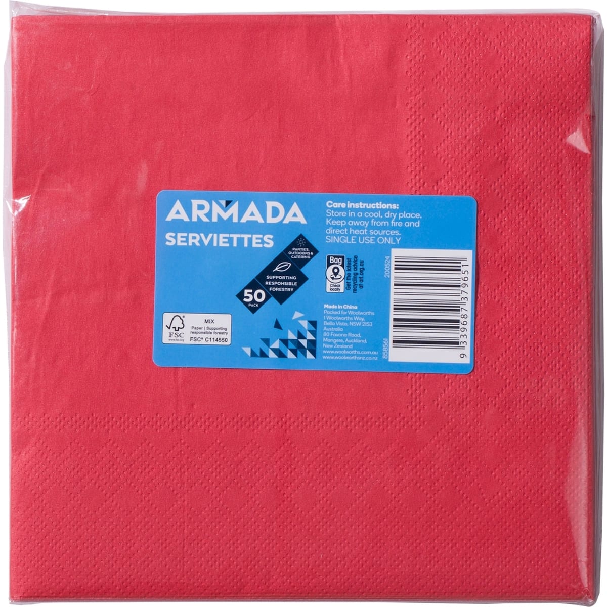 Armada Serviettes Coloured Assorted 50 pack | bunch