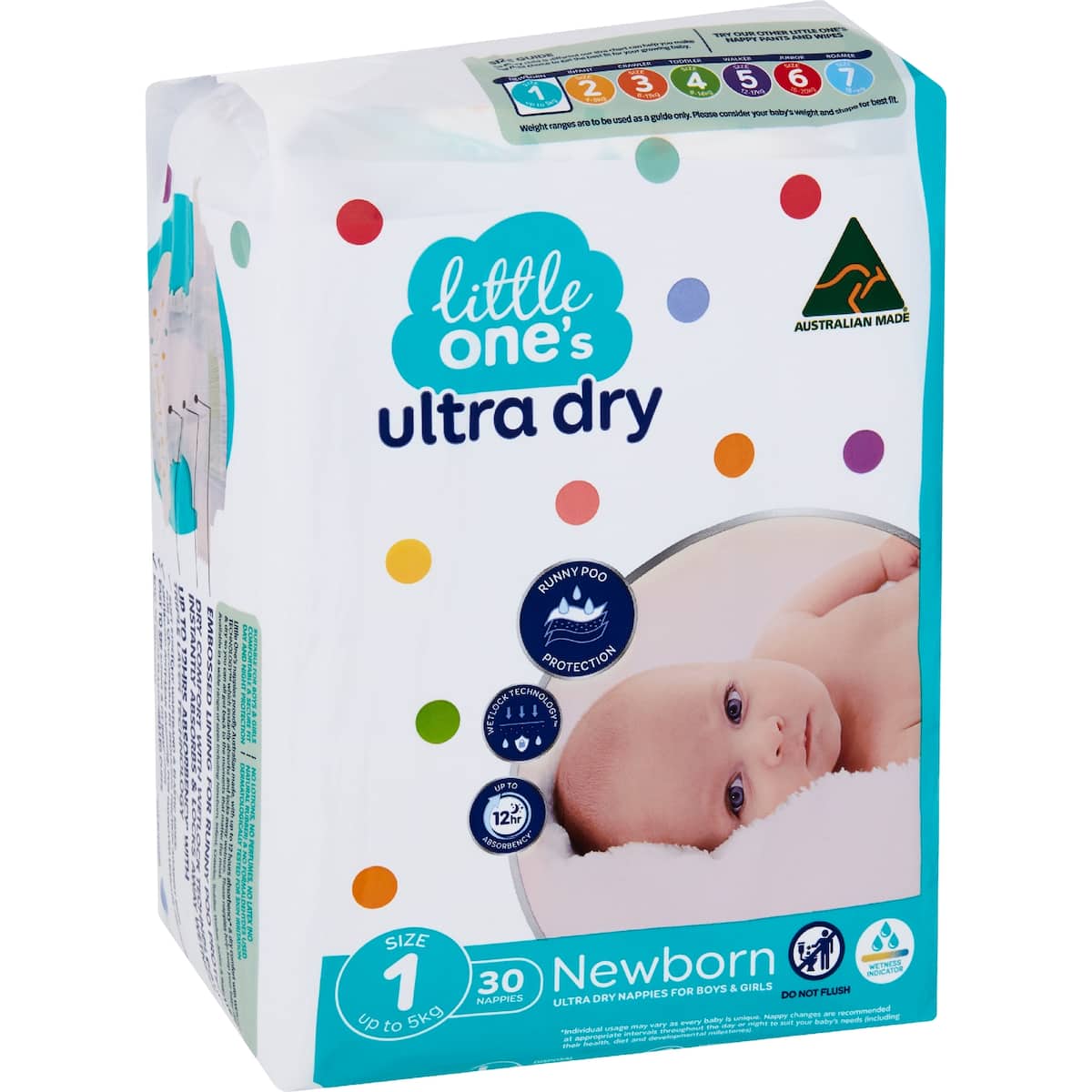 Little One's Size 1 Ultra Dry Nappies Newborn Up To 5kg Boys and Girls ...